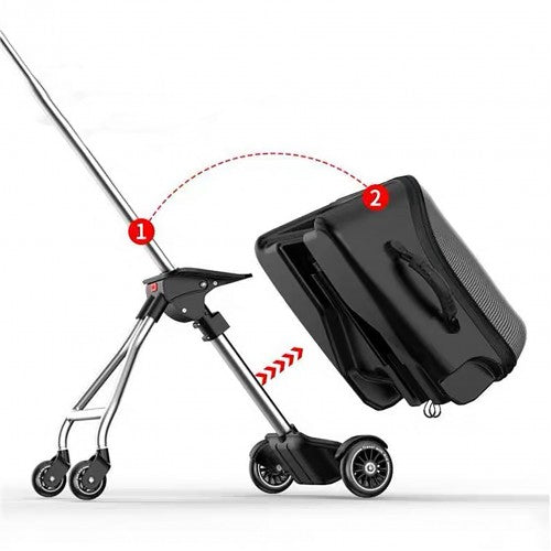 Koku Baby Travel Stroller/Ride On Cabin Size Expandable Luggage - Blac