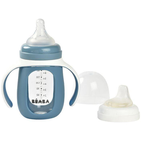 Beaba 2-in-1 Glass Bottle w Silicone Protective Sleeve 210ml (Assorted ...
